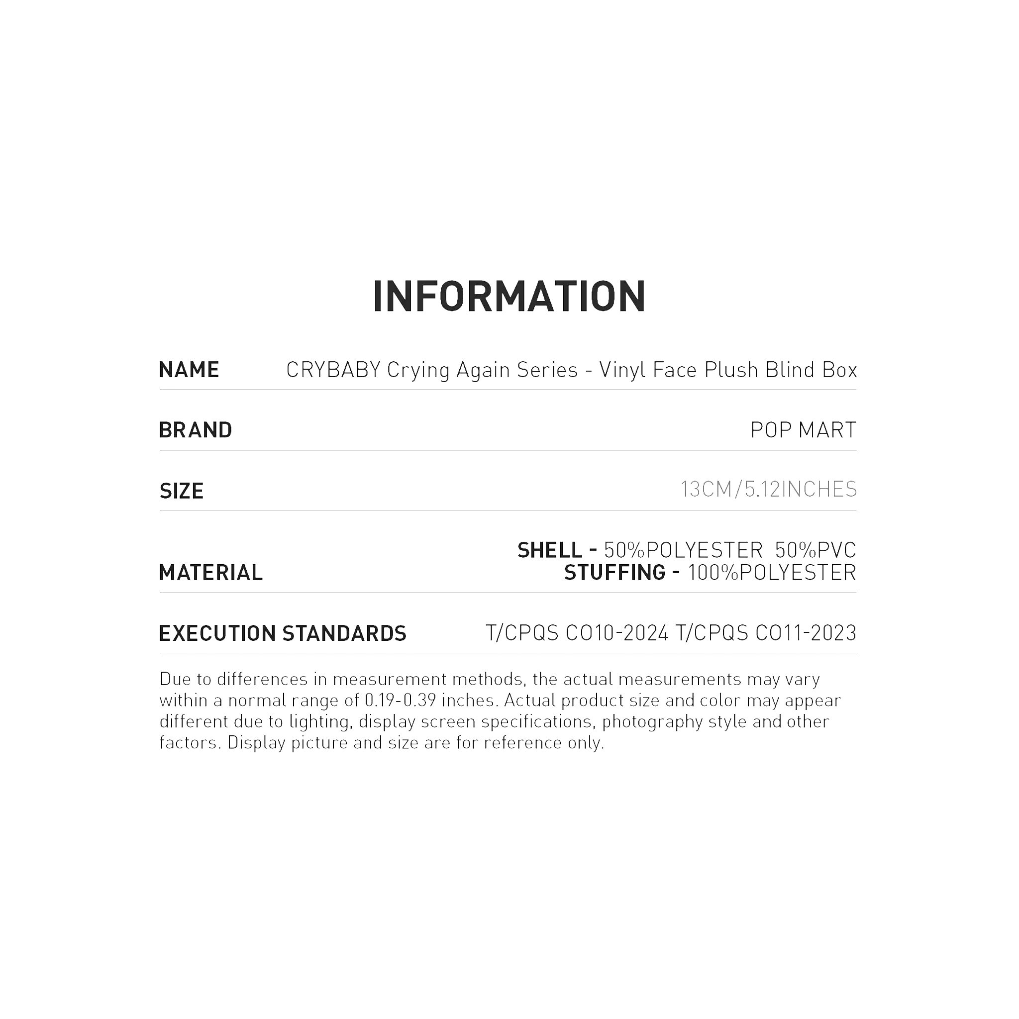 POP MART CRYBABY - Crying Again Series Vinyl Face Plush Blind Box ...