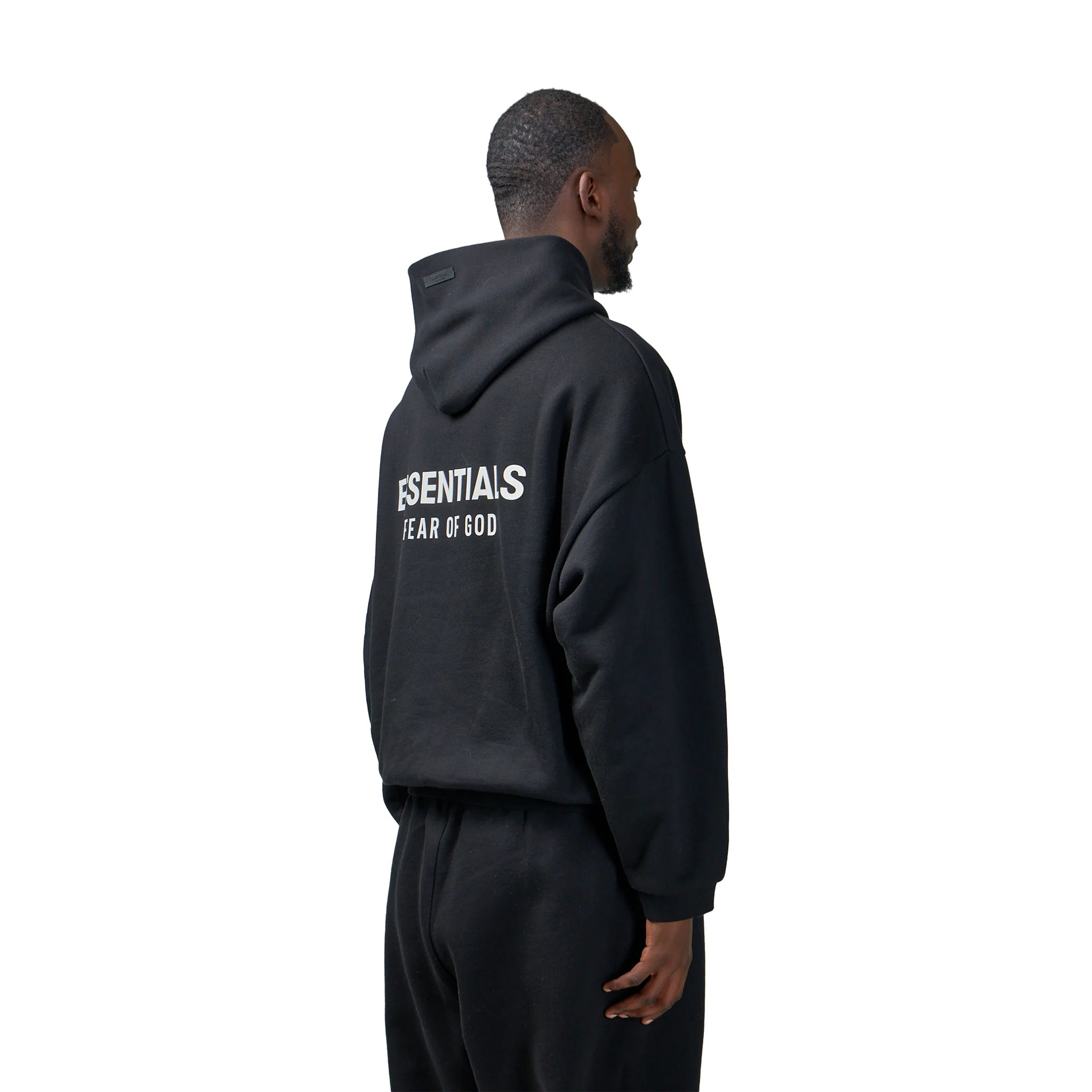 Fear of God Essentials Core Logo Fleece Hoodie Black (FW24) – STEALPLUG KL