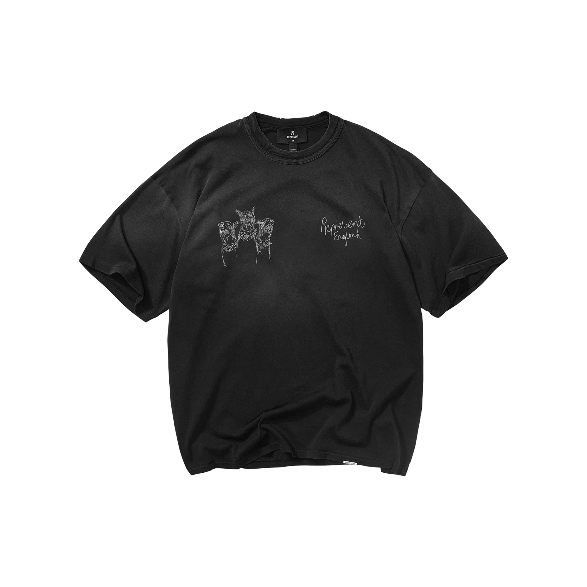 Represent Hand Drawn Thoroughbred Tee Aged Black (FW25) – STEALPLUG KL